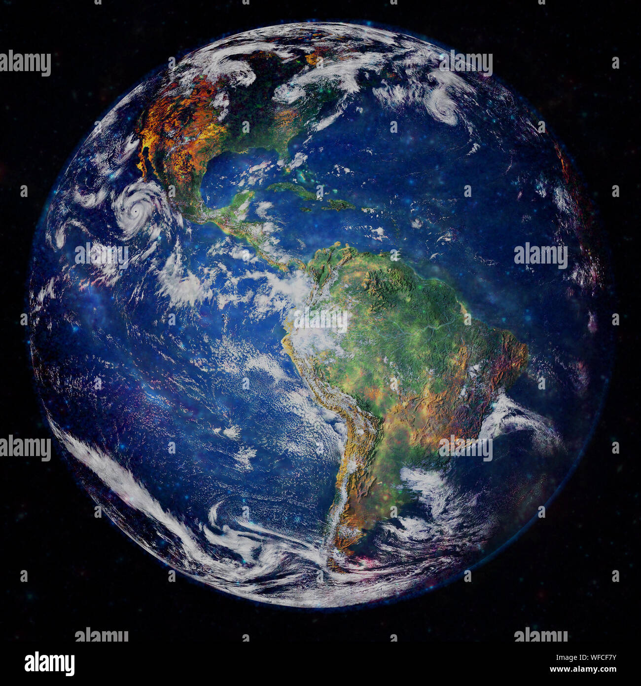 Planet Earth in deep space, cosmic landscape. Elements of this image ...