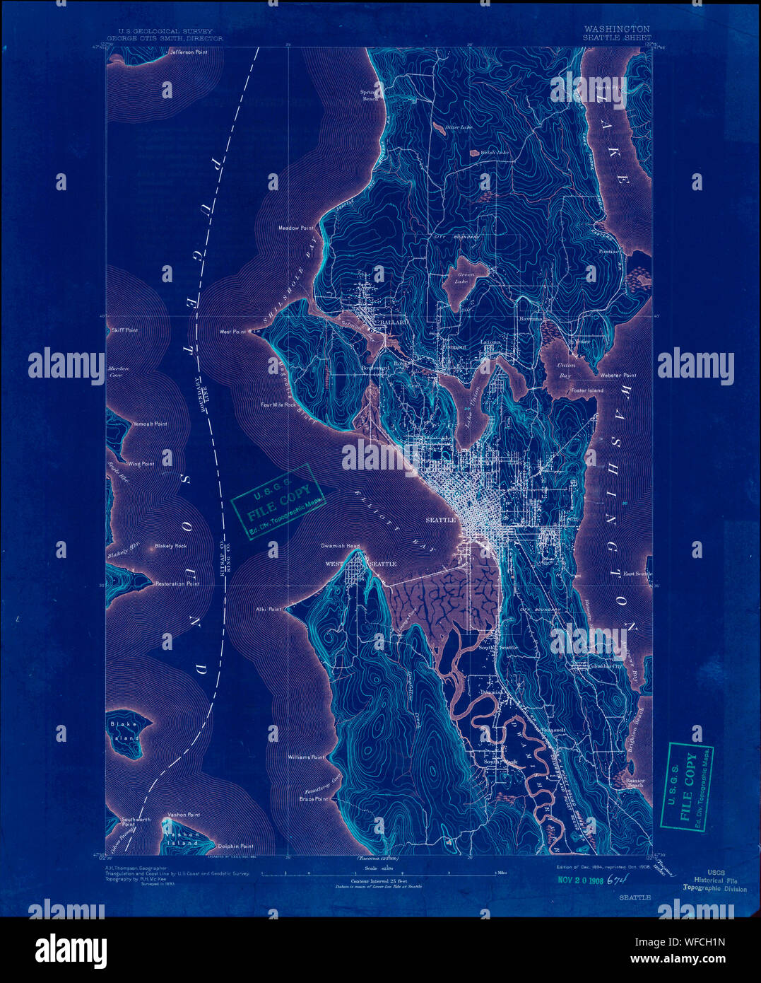 Topographical Map Of Seattle High Resolution Stock Photography and ...