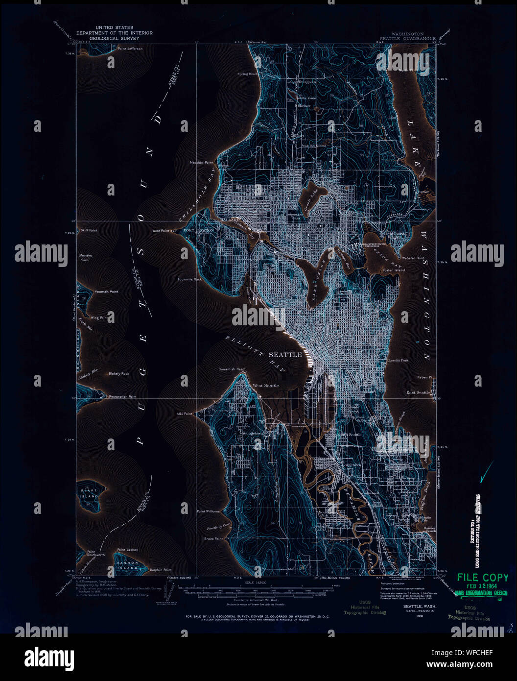 Topographical Map Of Seattle High Resolution Stock Photography and ...