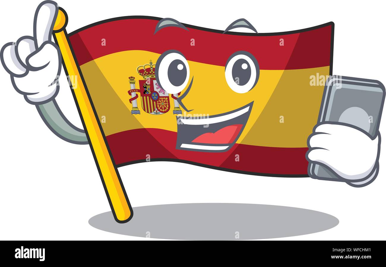 With phone character spain flags formed with cartoons Stock Vector ...