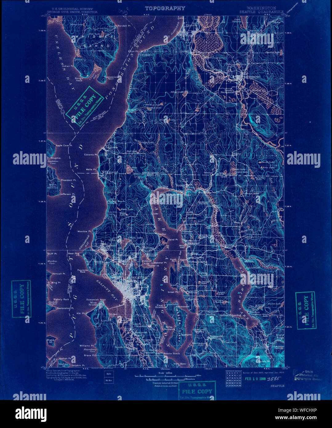 Topographical Map Of Seattle High Resolution Stock Photography and ...