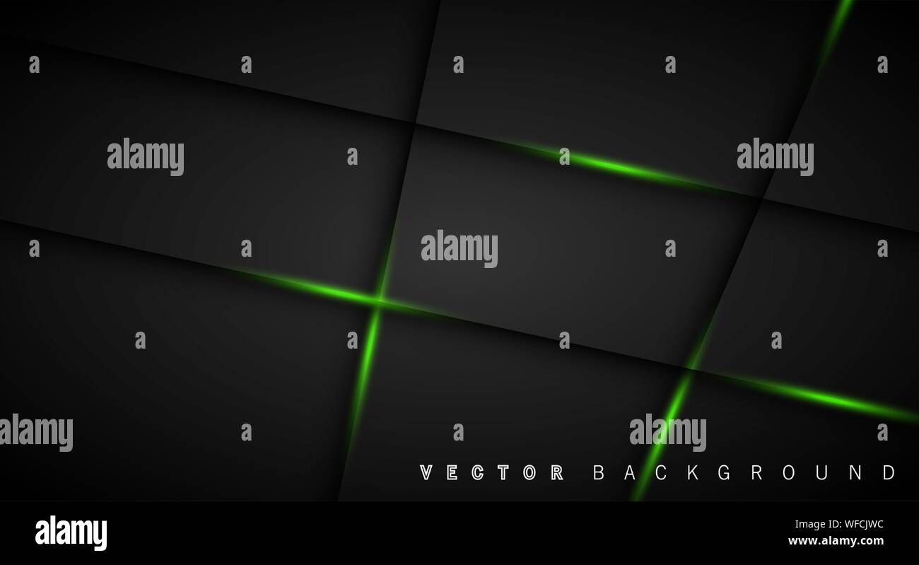 Green light line shadow dark grey luxury background Stock Vector Image ...