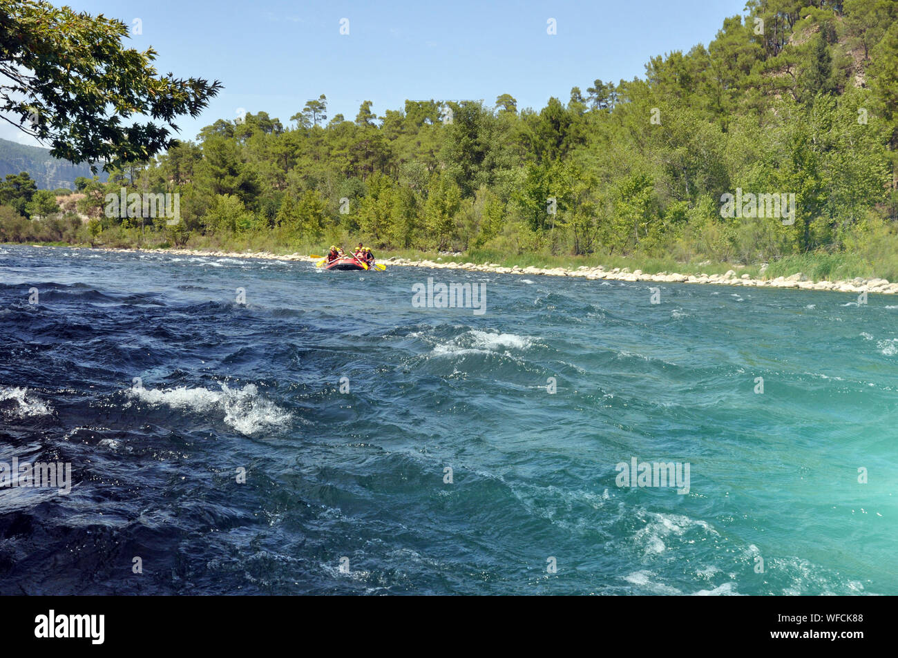 The rapid flow of a mountain river. Rafting Stock Photo - Alamy