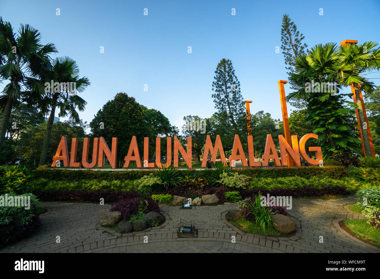 Monumen Tugu Balai Kota Alun Alun Malang located in the center of the ...