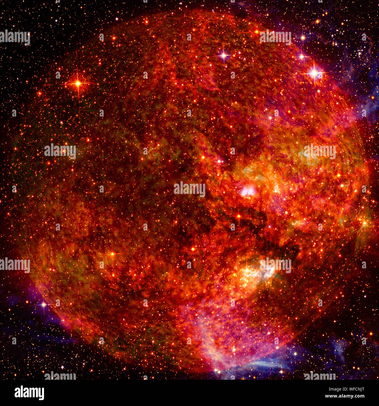 Extremely hot star. Flaring of Sun. Beauty of endless universe ...