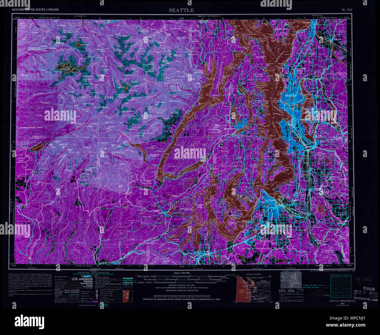 Topographical map of seattle hi-res stock photography and images - Alamy