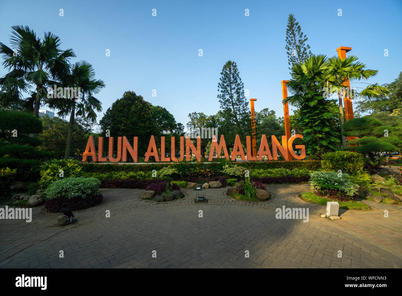 Monumen Tugu Balai Kota Alun Alun Malang located in the center of the ...
