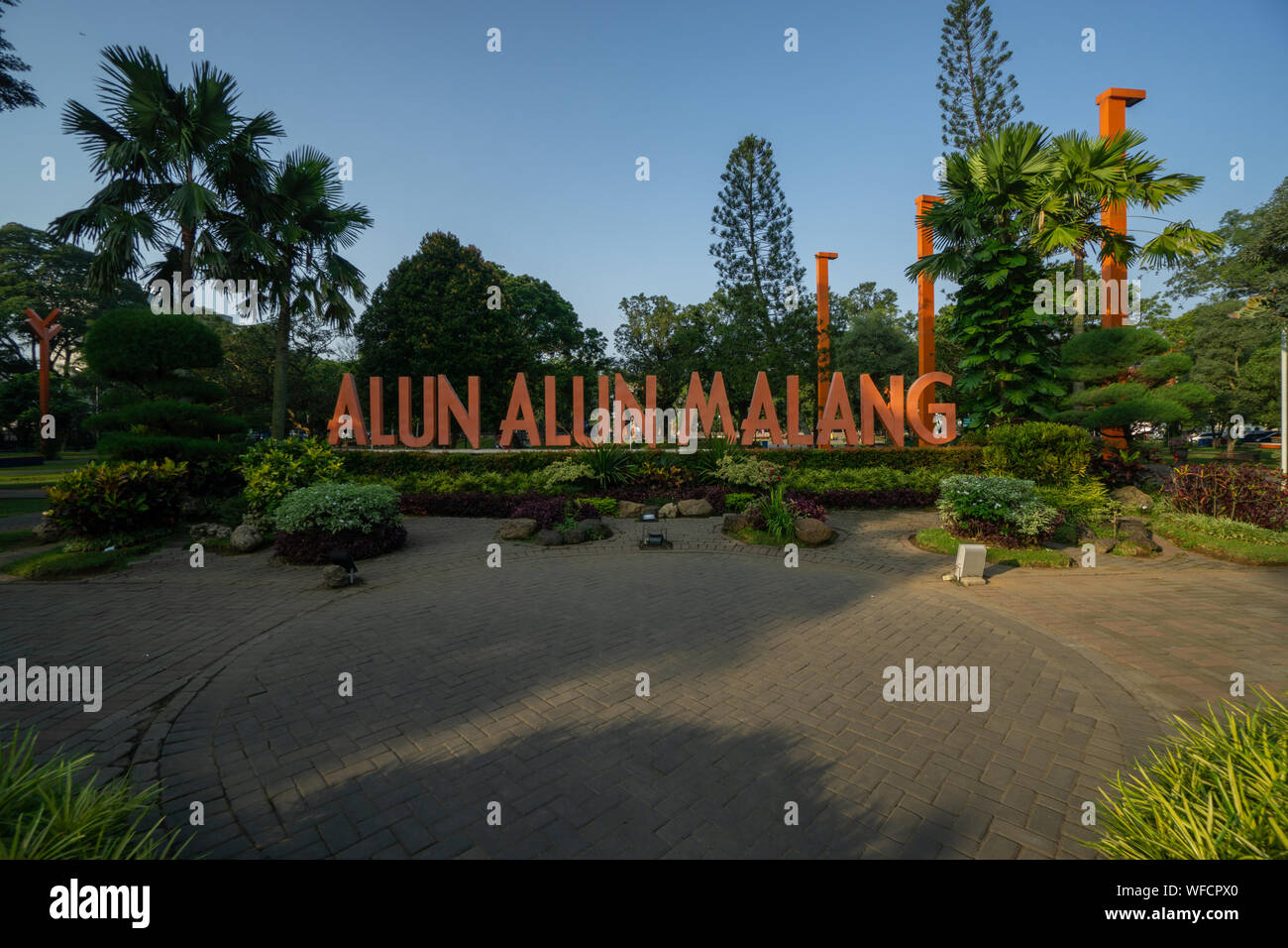 Monumen Tugu Balai Kota Alun Alun Malang located in the center of the ...