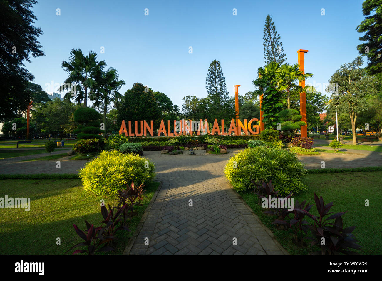 Monumen Tugu Balai Kota Alun Alun Malang located in the center of the ...
