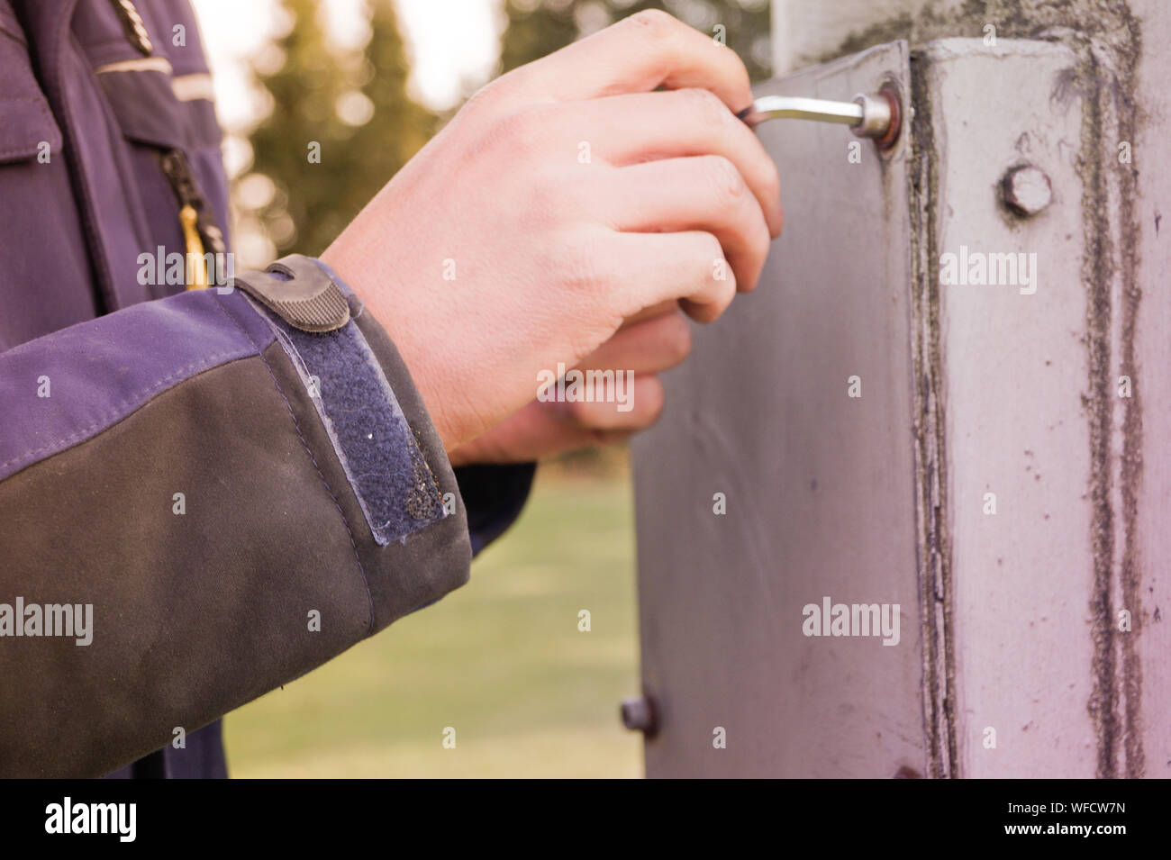 Person working on electrical box hi-res stock photography and images ...