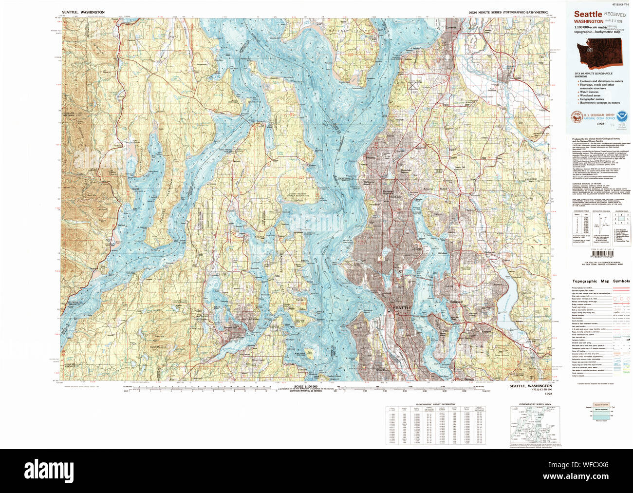Topographical Map Of Seattle High Resolution Stock Photography and ...