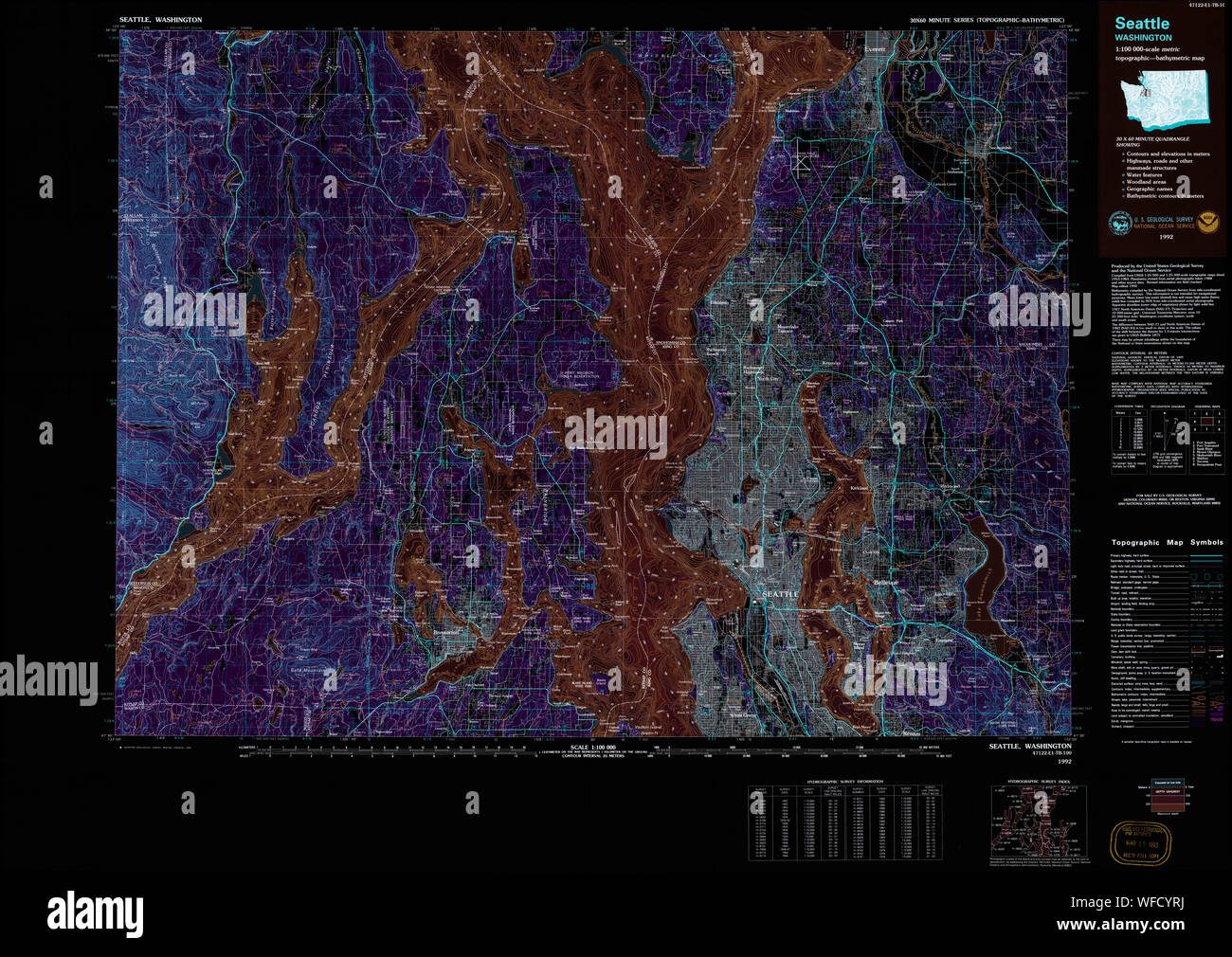 Topographical map of seattle hi-res stock photography and images - Alamy