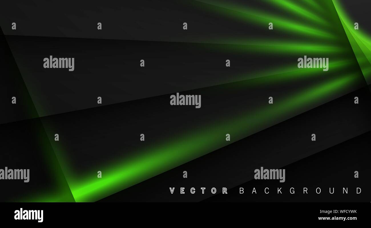 Green light line shadow dark grey luxury background Stock Vector Image ...
