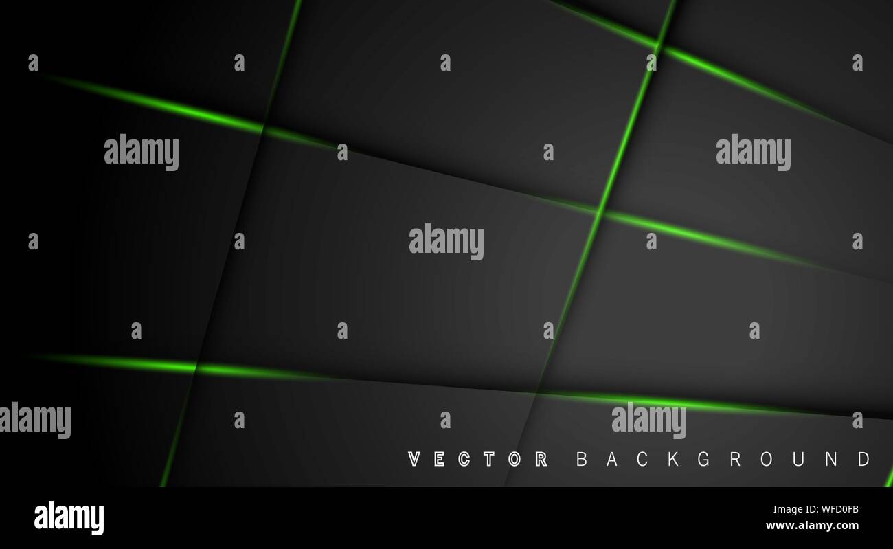 Green light line shadow dark grey luxury background Stock Vector Image ...