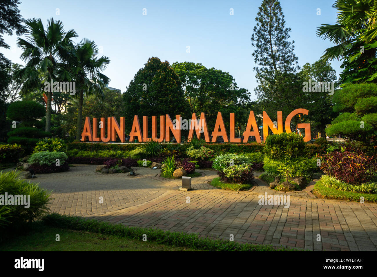 Monumen Tugu Balai Kota Alun Alun Malang located in the center of the ...