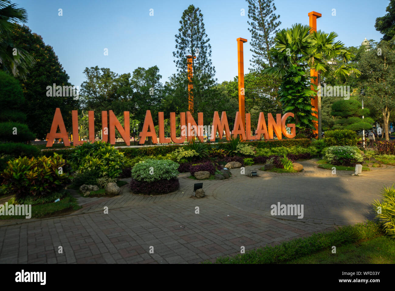 Monumen Tugu Balai Kota Alun Alun Malang located in the center of the ...
