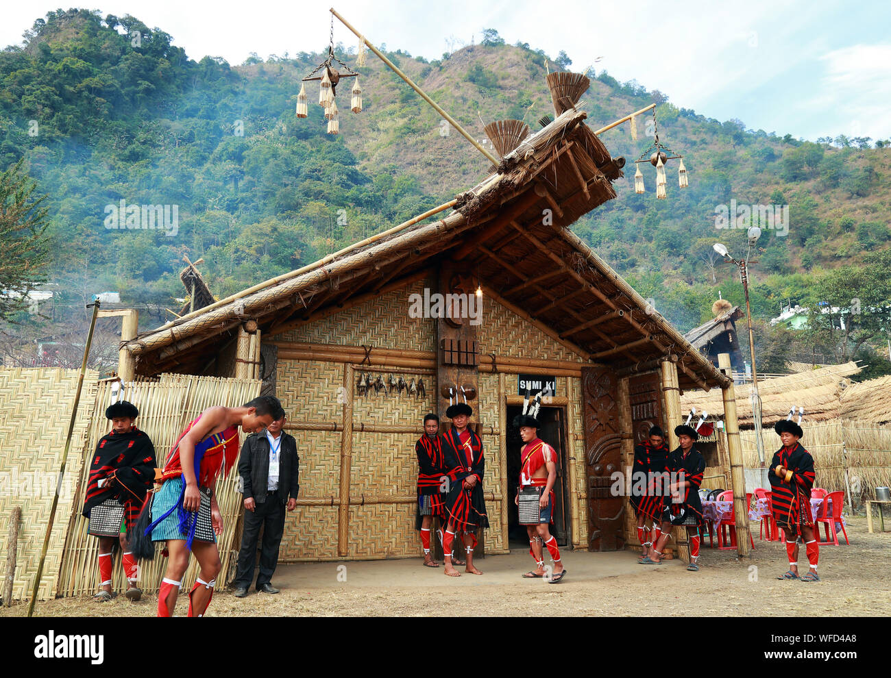 Sumi Ki Tribes traditional hut in Hornbill Festival, Nagaland Stock ...