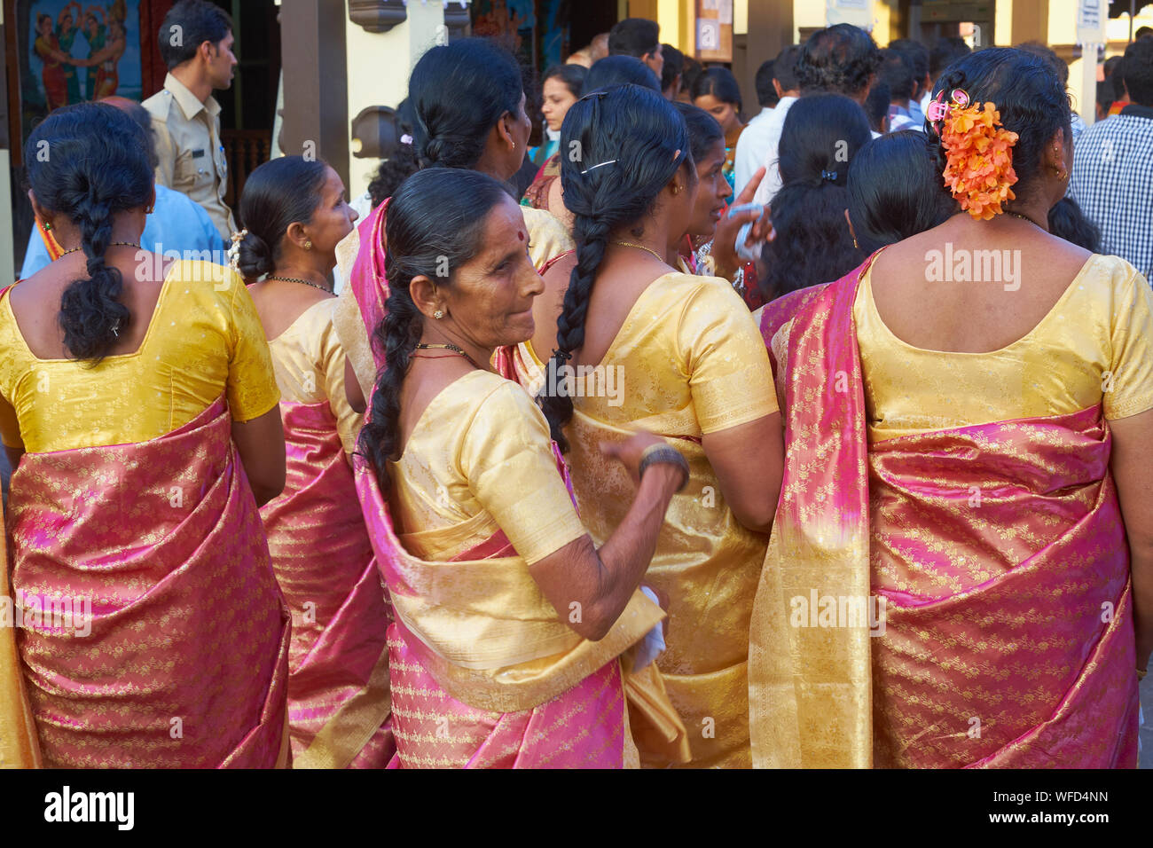 Indian women visiting Balkrishna Temple in Udipi (Udupi). Karnataka ...