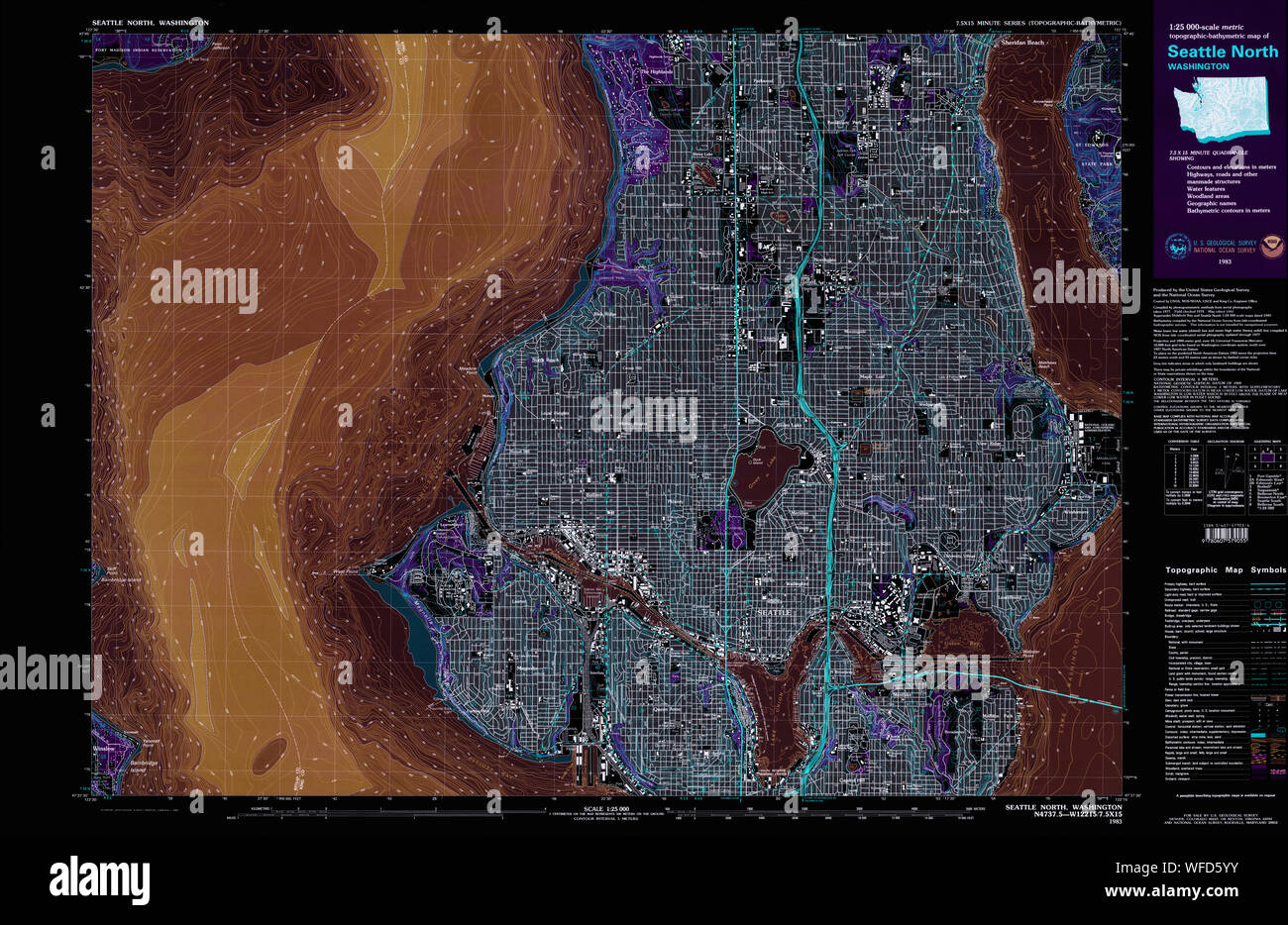 Topographical map of seattle hi-res stock photography and images - Alamy