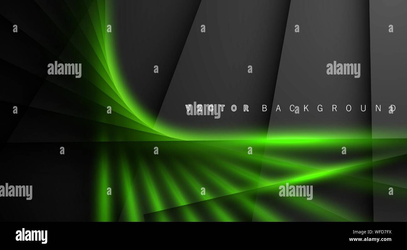 Green light line shadow dark grey luxury background Stock Vector Image ...