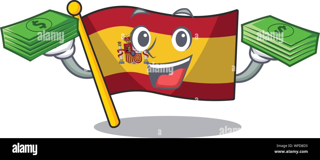 With money bag flag spain isolated in the cartoon Stock Vector Image ...