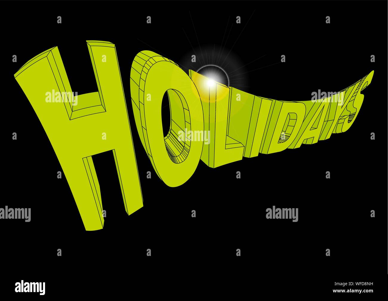 HOLIDAYS write in yellow fancy style on black background - Vector Stock ...