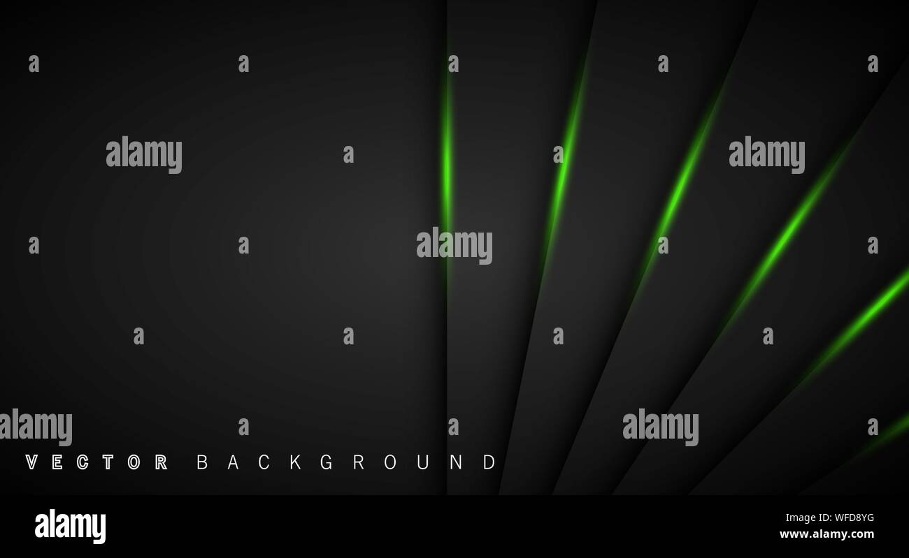 Green light line shadow dark grey luxury background Stock Vector Image ...