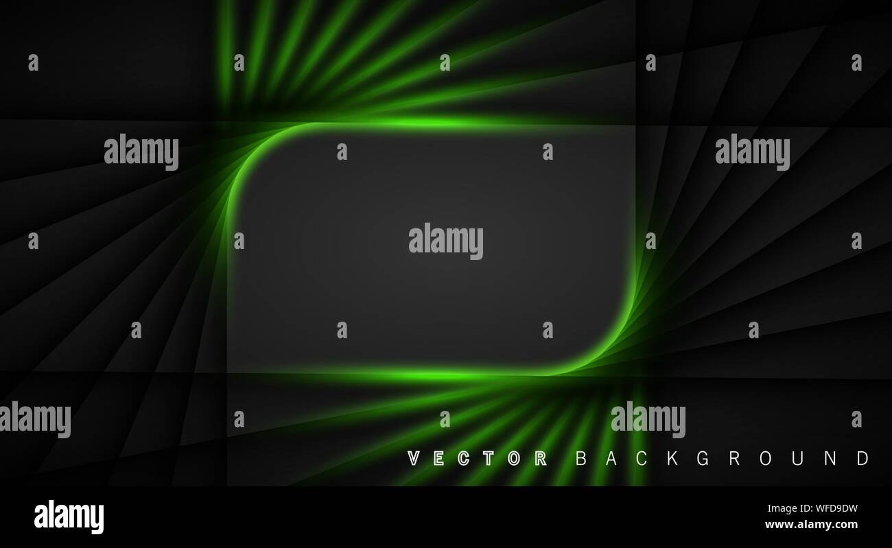 Green light line shadow dark grey luxury background Stock Vector Image ...