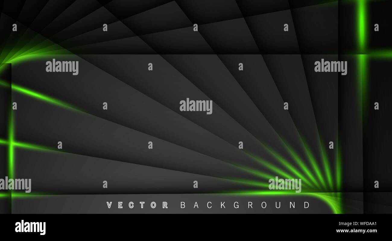 Green light line shadow dark grey luxury background Stock Vector Image ...
