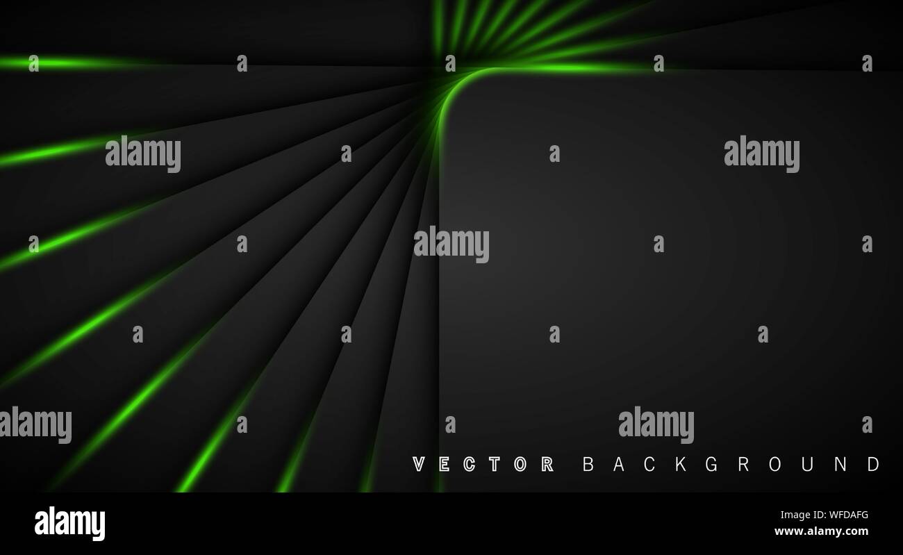 Green light line shadow dark grey luxury background Stock Vector Image ...