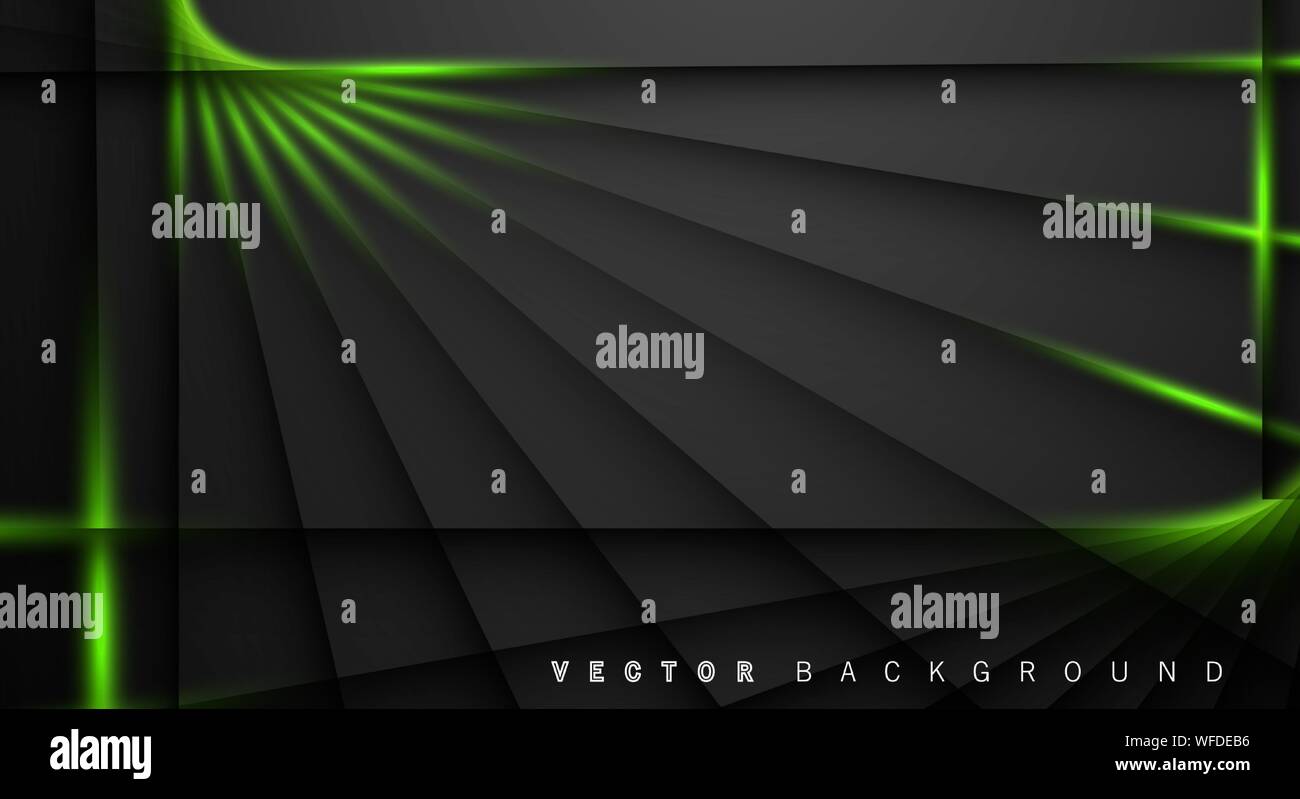 Green light line shadow dark grey luxury background Stock Vector Image ...
