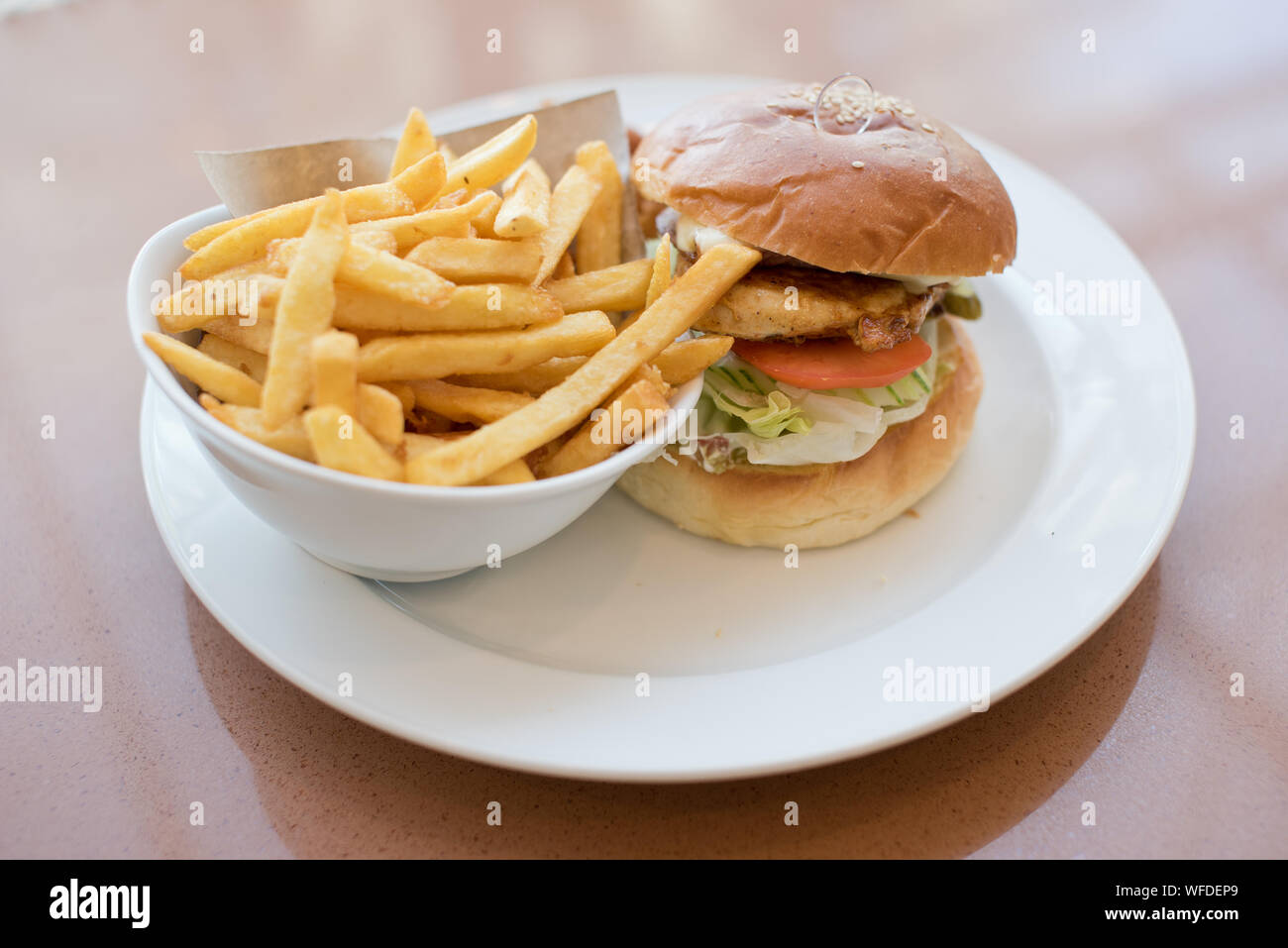 Chicken burger fries hi-res stock photography and images - Alamy