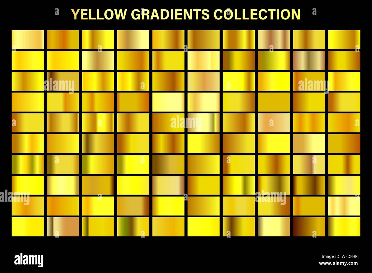Golden, yellow glossy gradient, gold metal foil texture. Color swatch ...