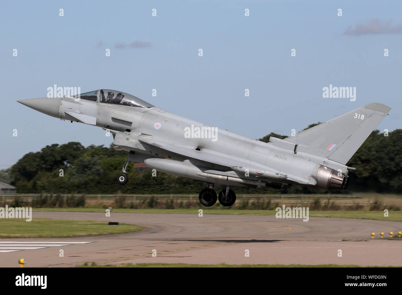 RAF Typhoon over the runway at Coningsby Stock Photo - Alamy