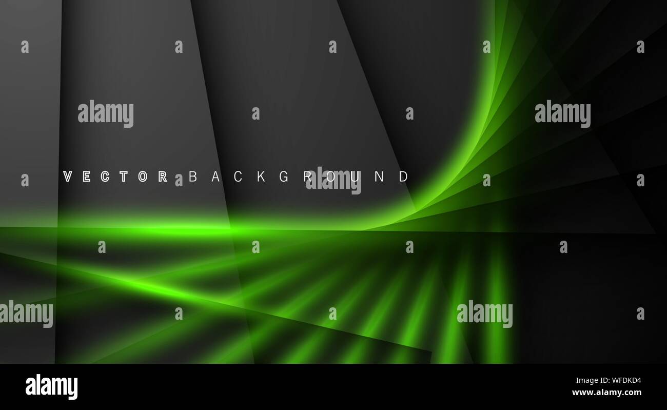 Green light line shadow dark grey luxury background Stock Vector Image ...