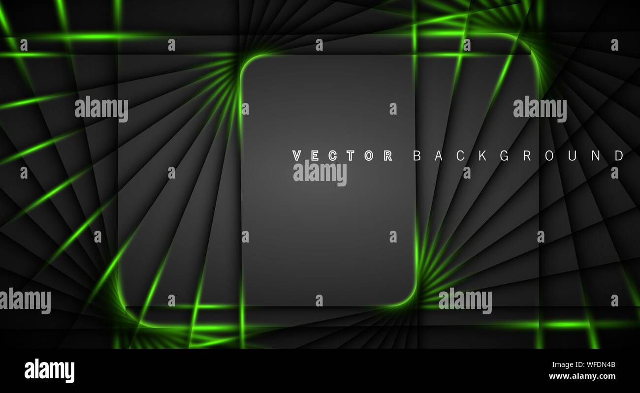 Green light line shadow dark grey luxury background Stock Vector Image ...