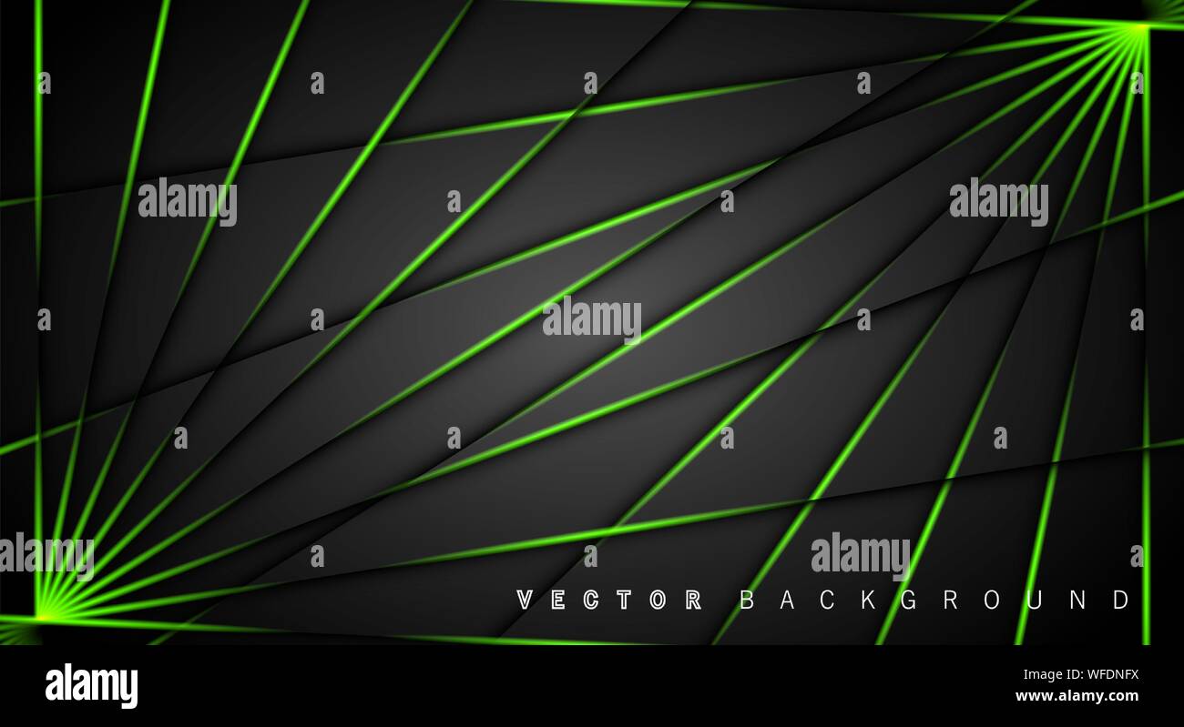 Green light line shadow dark grey luxury background Stock Vector Image ...