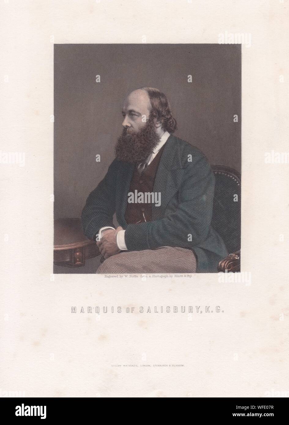 Book plate / print of 'Marquis of Salisbury. K.G.' Lord Robert Cecil ...