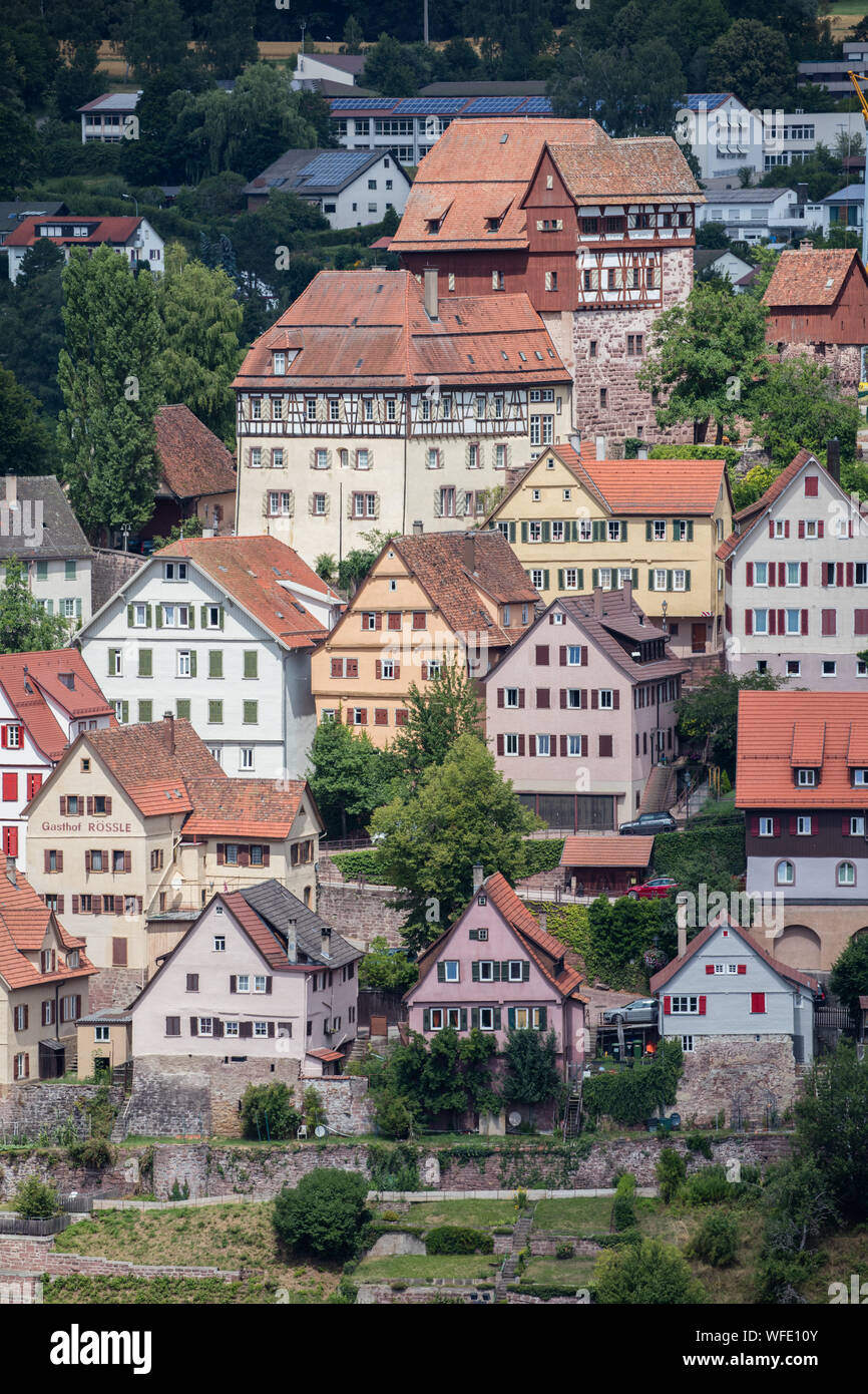 Village of Altensteig on a mountain in the Black Forest in Germany ...