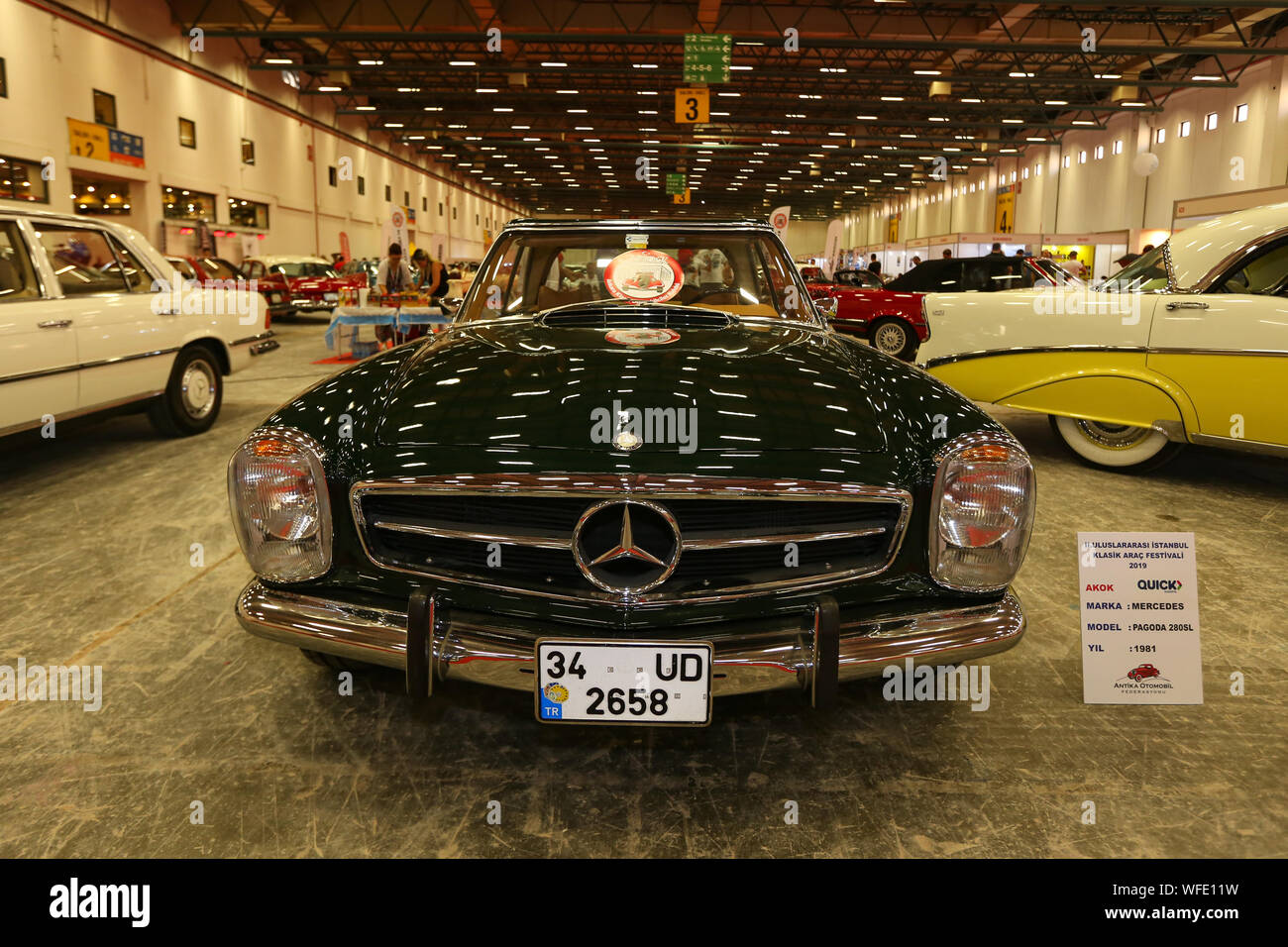 ISTANBUL, TURKEY - JUNE 29, 2019: Mercedes Pagoda 280SL display at ...
