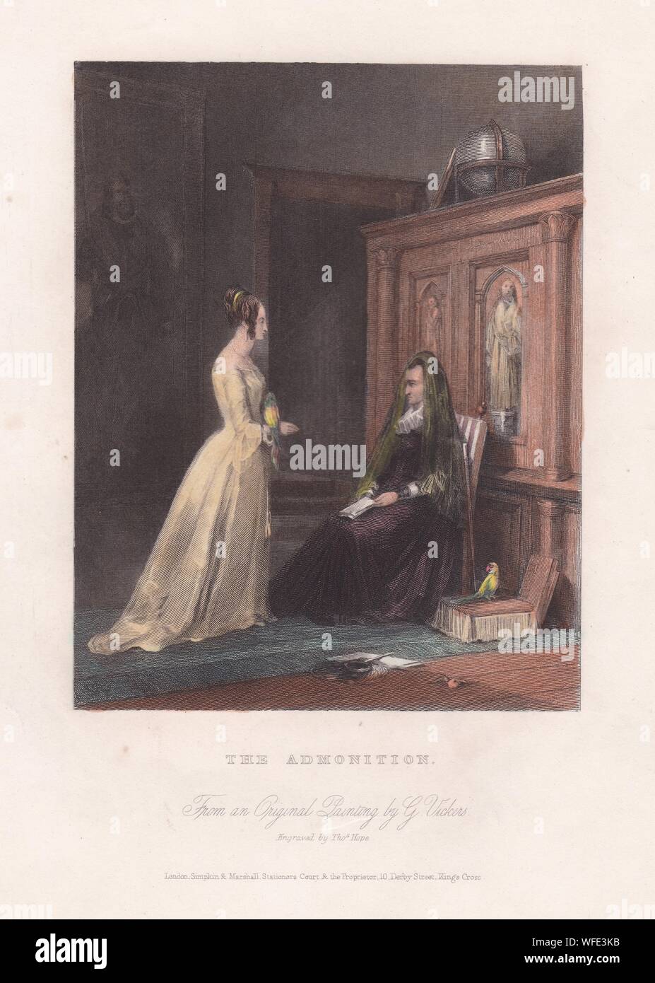 Book plate / print of 'The Admonition' Stock Photo - Alamy