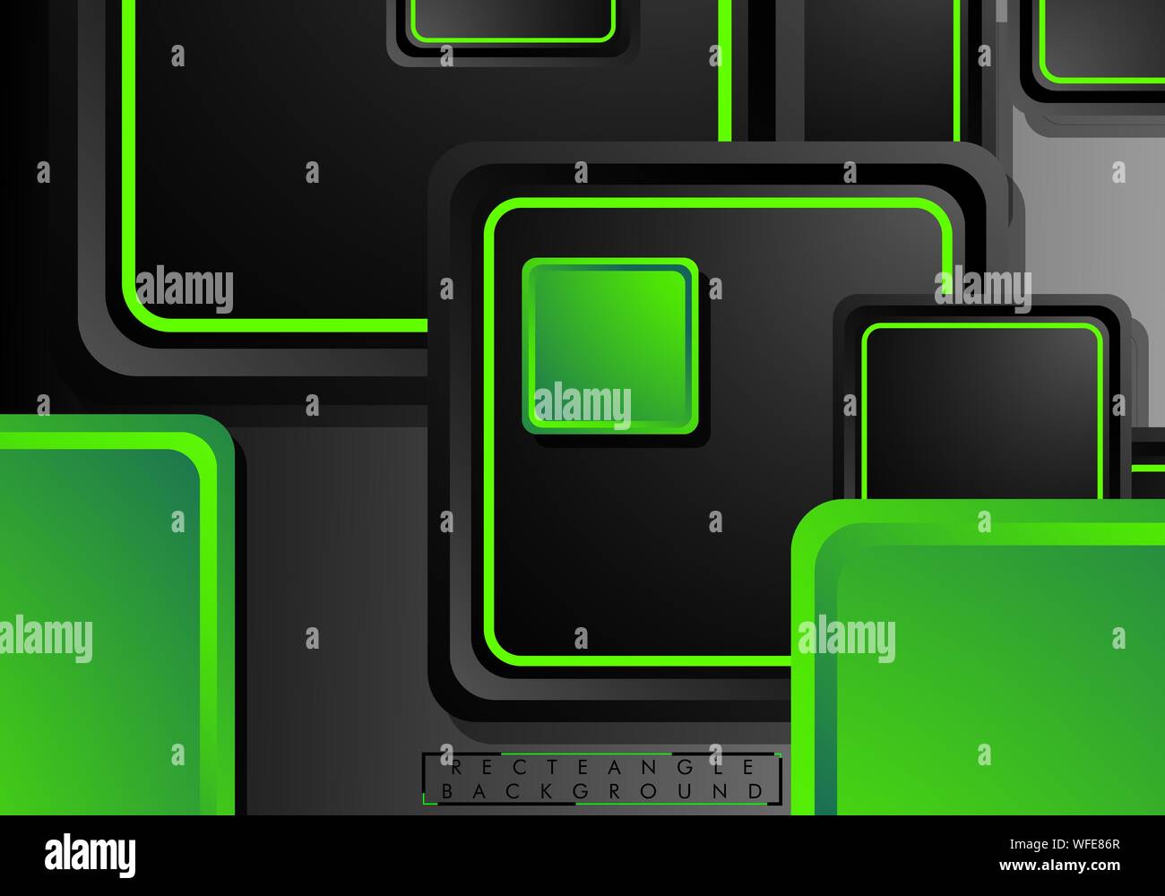 Black and green neon squares abstract hi-tech background. Vector ...