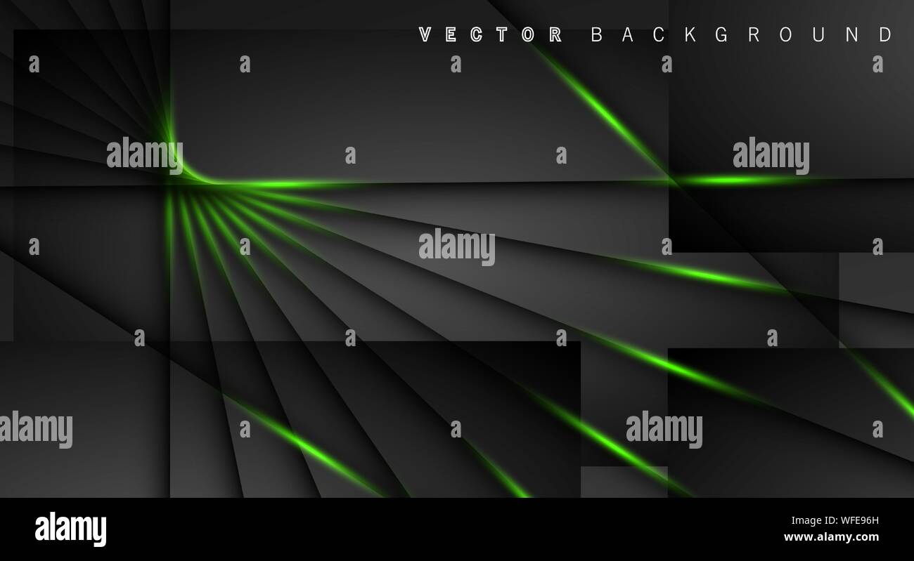 Green light line shadow dark grey luxury background Stock Vector Image ...