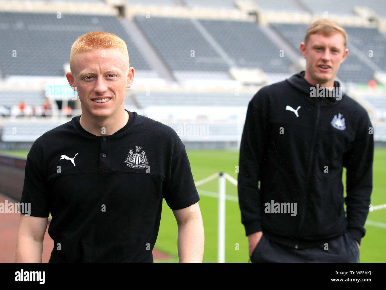 Newcastle United's Matthew Longstaff (left) and Sean Longstaff arrive ...