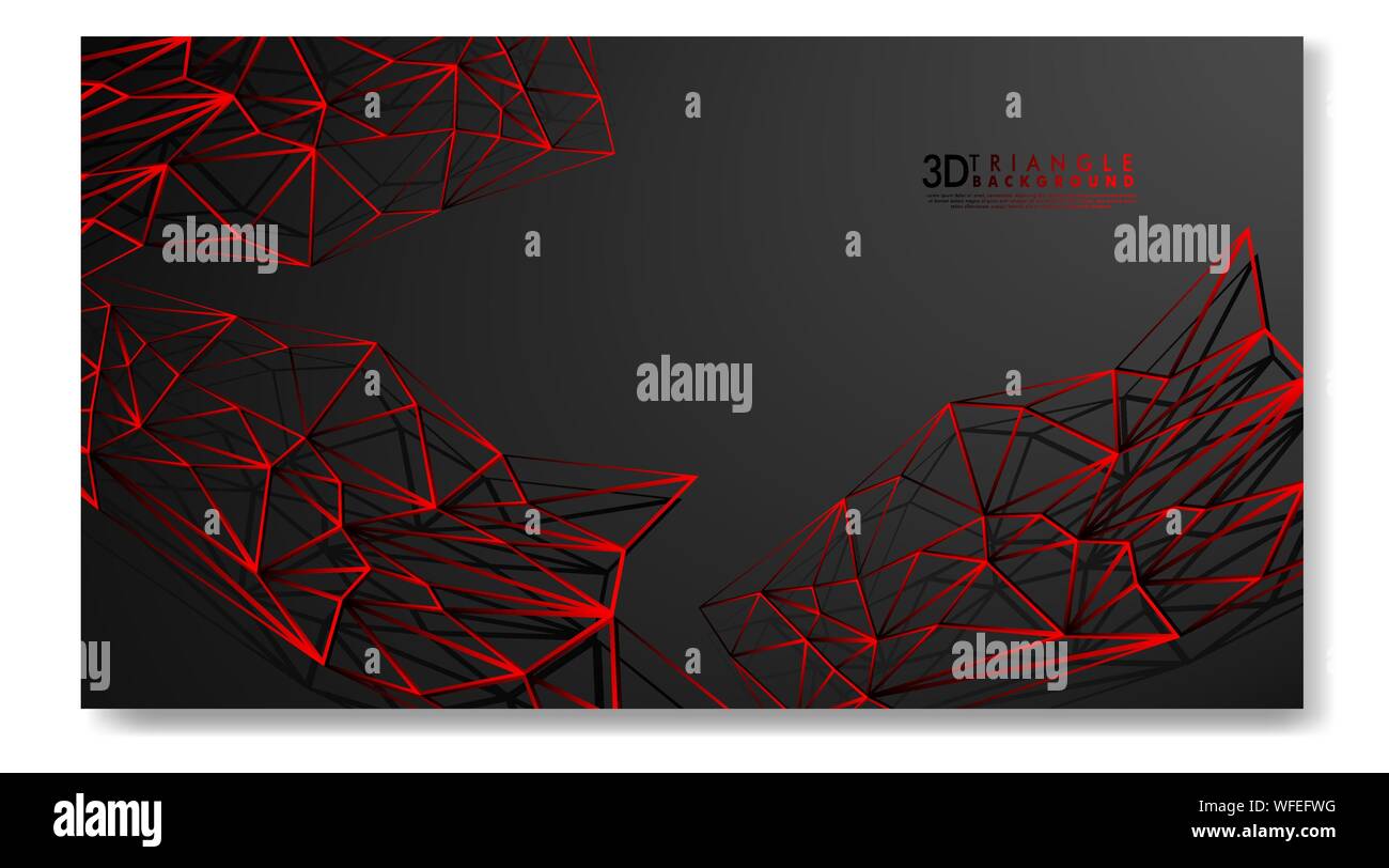 3D TRIANGLE LINE BACKGROUND . GRADIENT BLACK RED Stock Vector Image ...