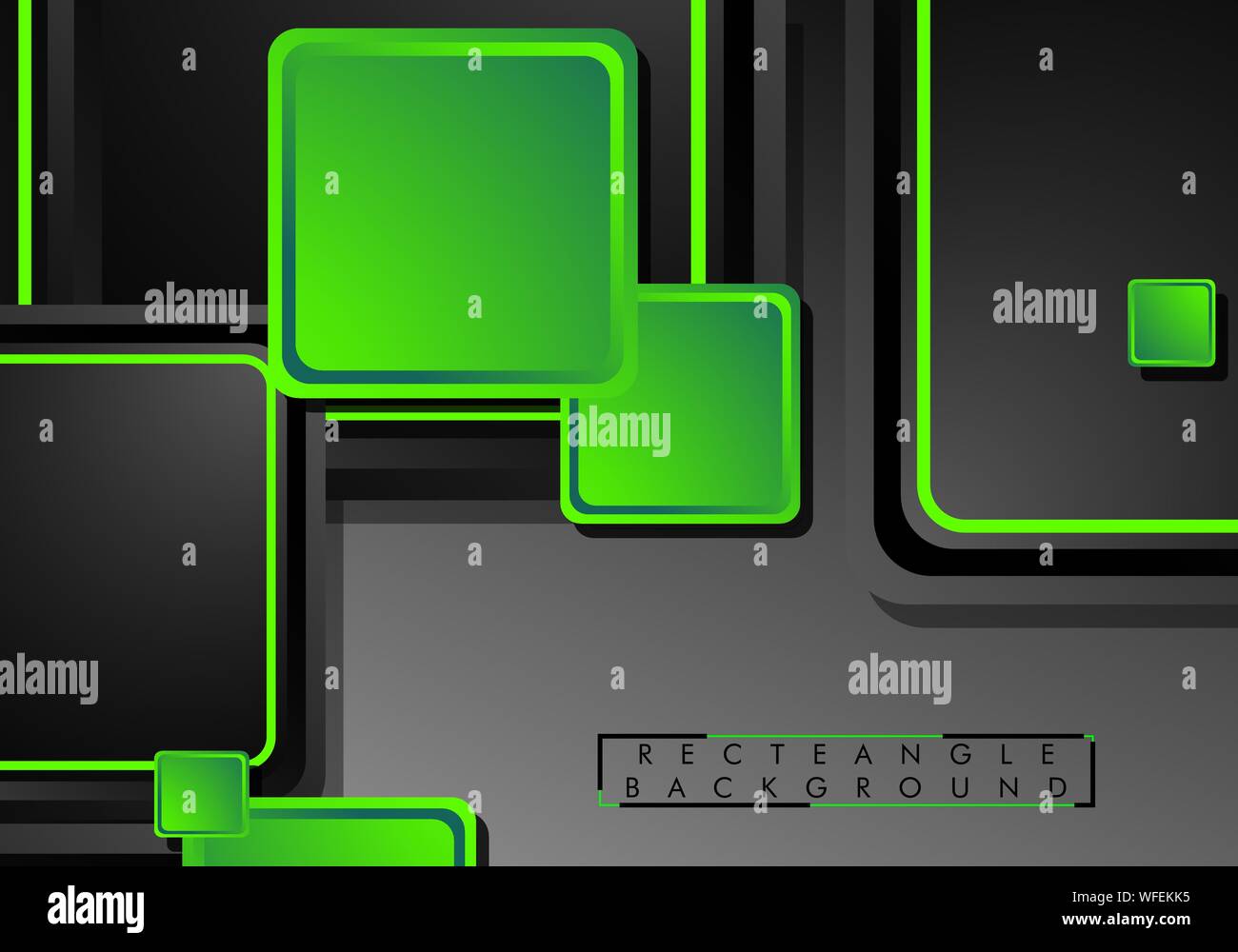 Black and green neon squares abstract hi-tech background. Vector ...