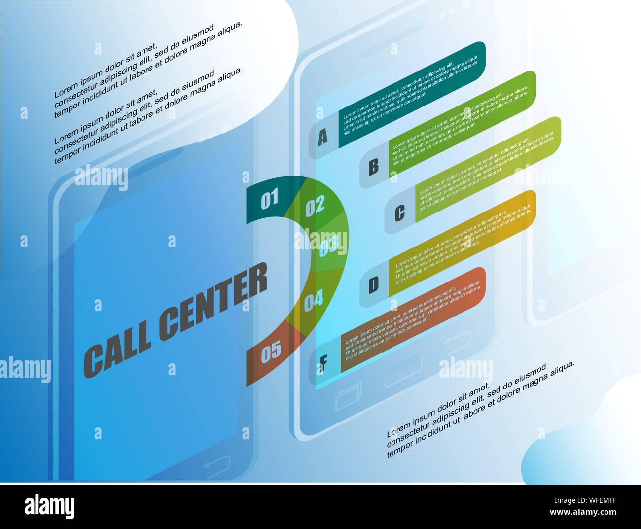 Call center. Flat illustration. Office business concept. 3d isometric ...
