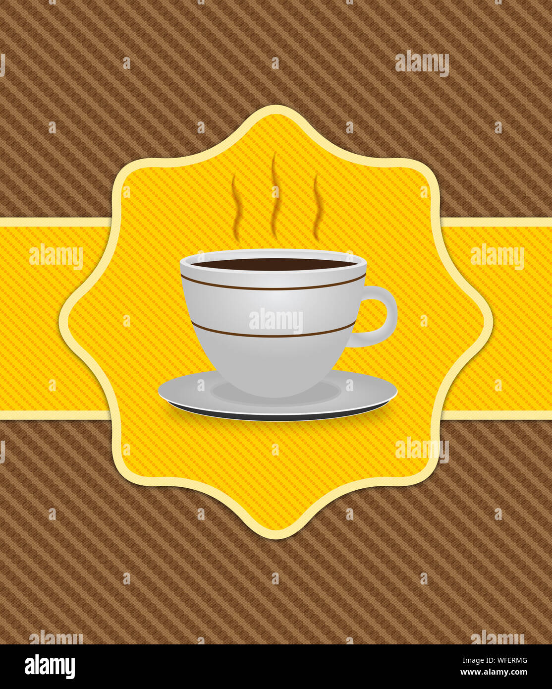 Illustration of card with cup of coffee background Stock Photo - Alamy