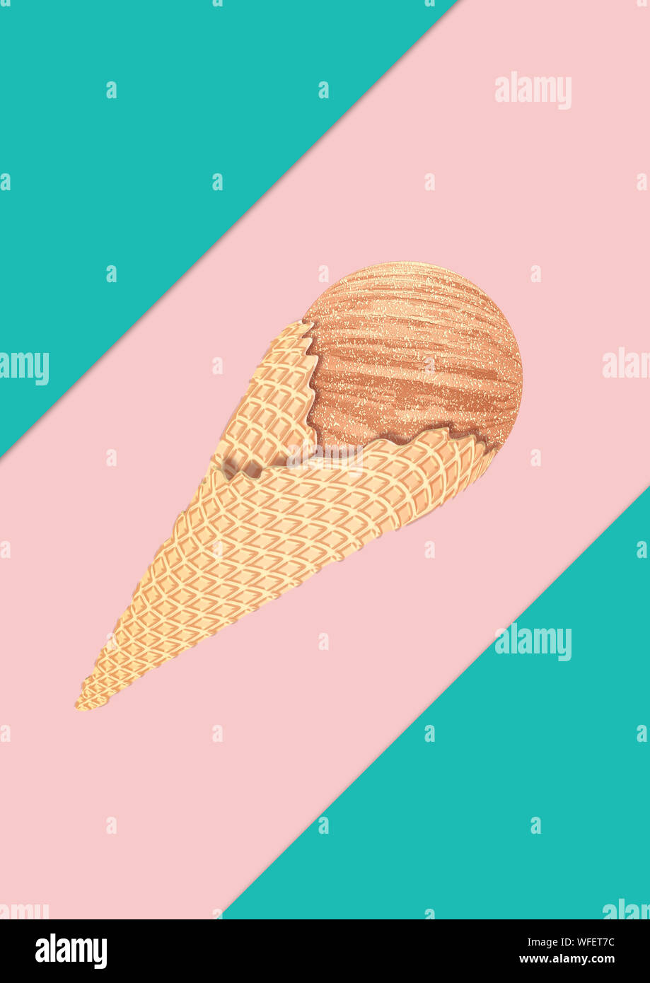 Abstract stylized chocolate ice cream cone illustration design Stock ...
