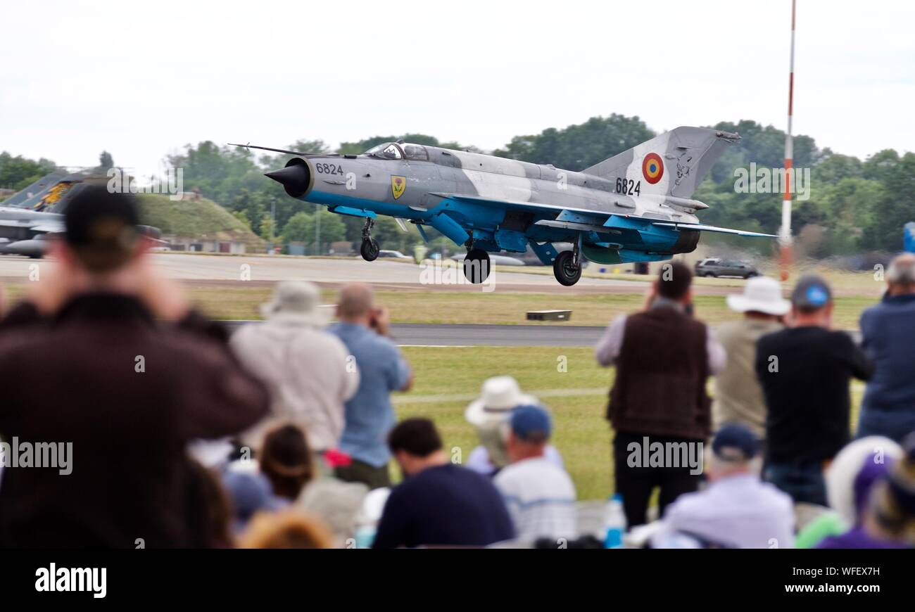 Romanian Air Force Mikoyan-Gurevich MiG-21 taking off at the 2019 Royal ...